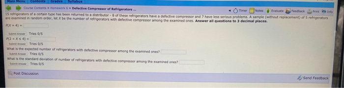 Solved Main Menu contents Grades Syllabus Course Contents | Chegg.com