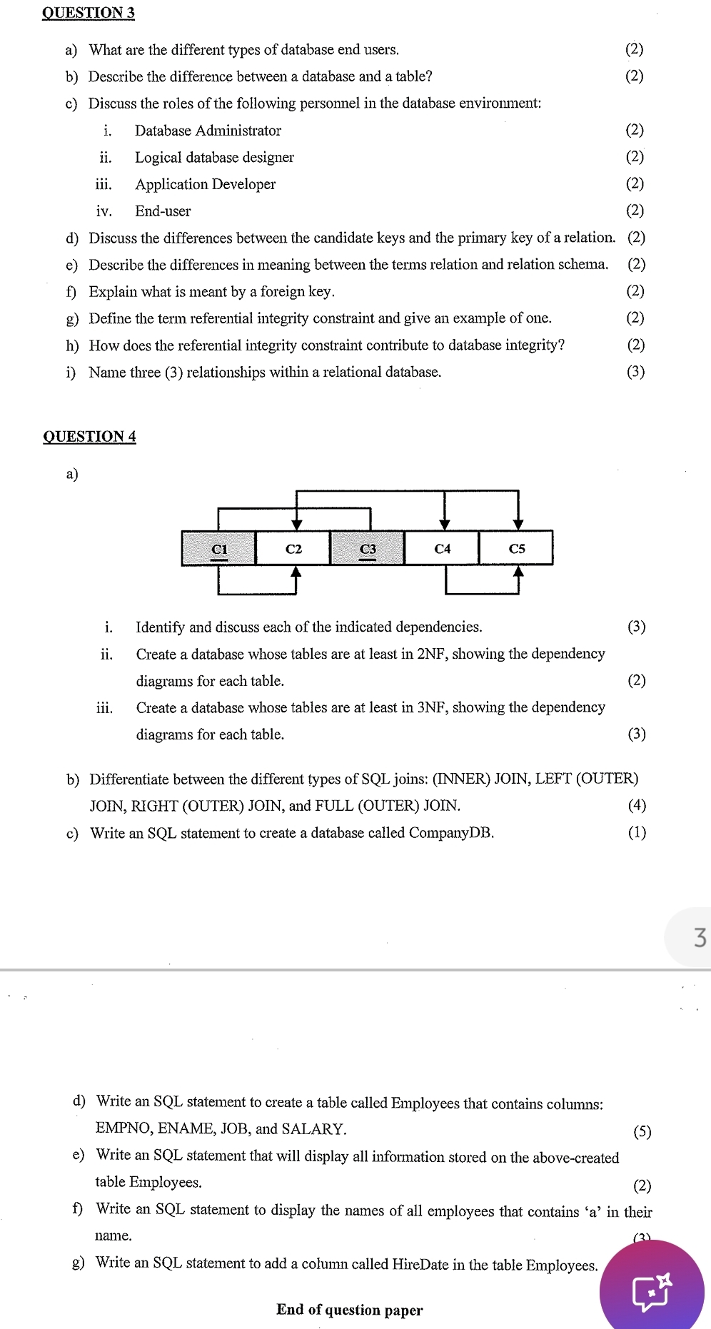 Solved OUESTION 3a) ﻿What are the different types of | Chegg.com