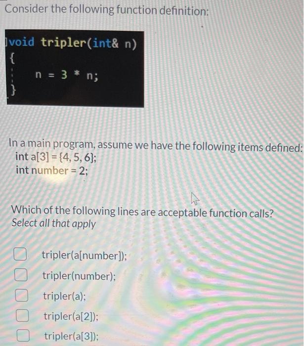 Solved Consider the following function definition: void | Chegg.com