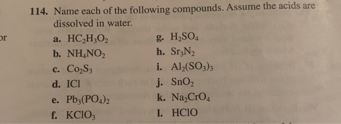 Solved 114. Name each of the following compounds. Assume the | Chegg.com