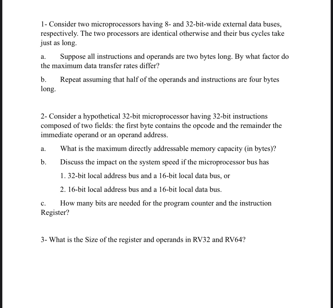 Solved 1- ﻿Consider two microprocessors having 8 - ﻿and | Chegg.com