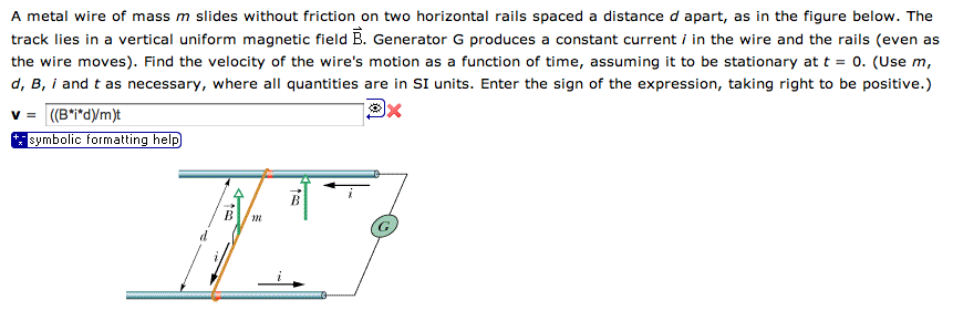 Solved A metal wire of mass m slides without friction on two | Chegg.com