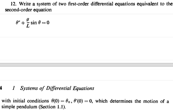 Solved 12. Write a system of two first-order differential | Chegg.com