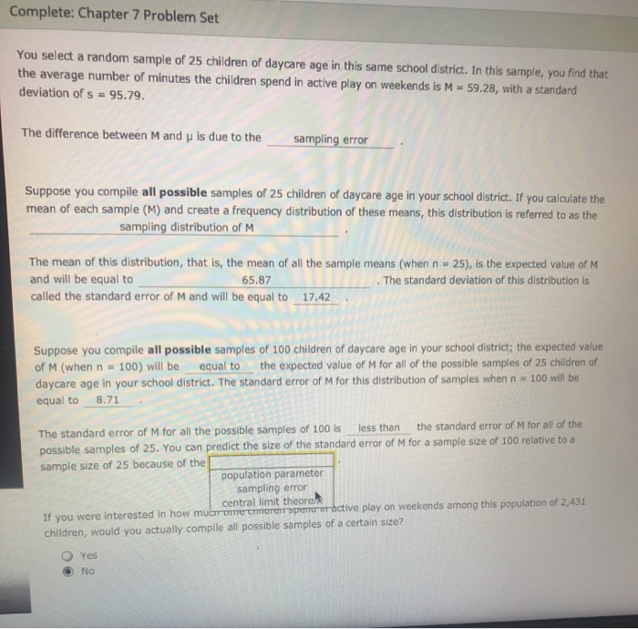 Solved Complete: Chapter 7 Problem Set You select a random | Chegg.com