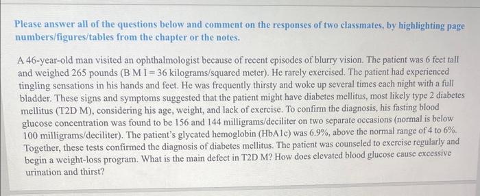 Solved What is the main defect in T2D M? How does elveated | Chegg.com