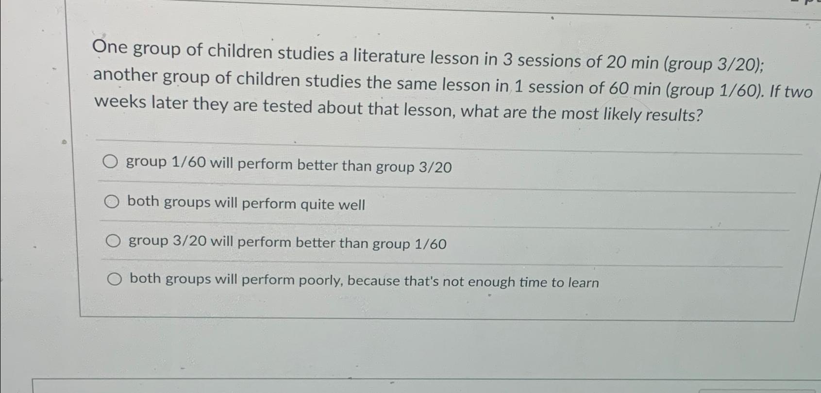 Solved One group of children studies a literature lesson in | Chegg.com