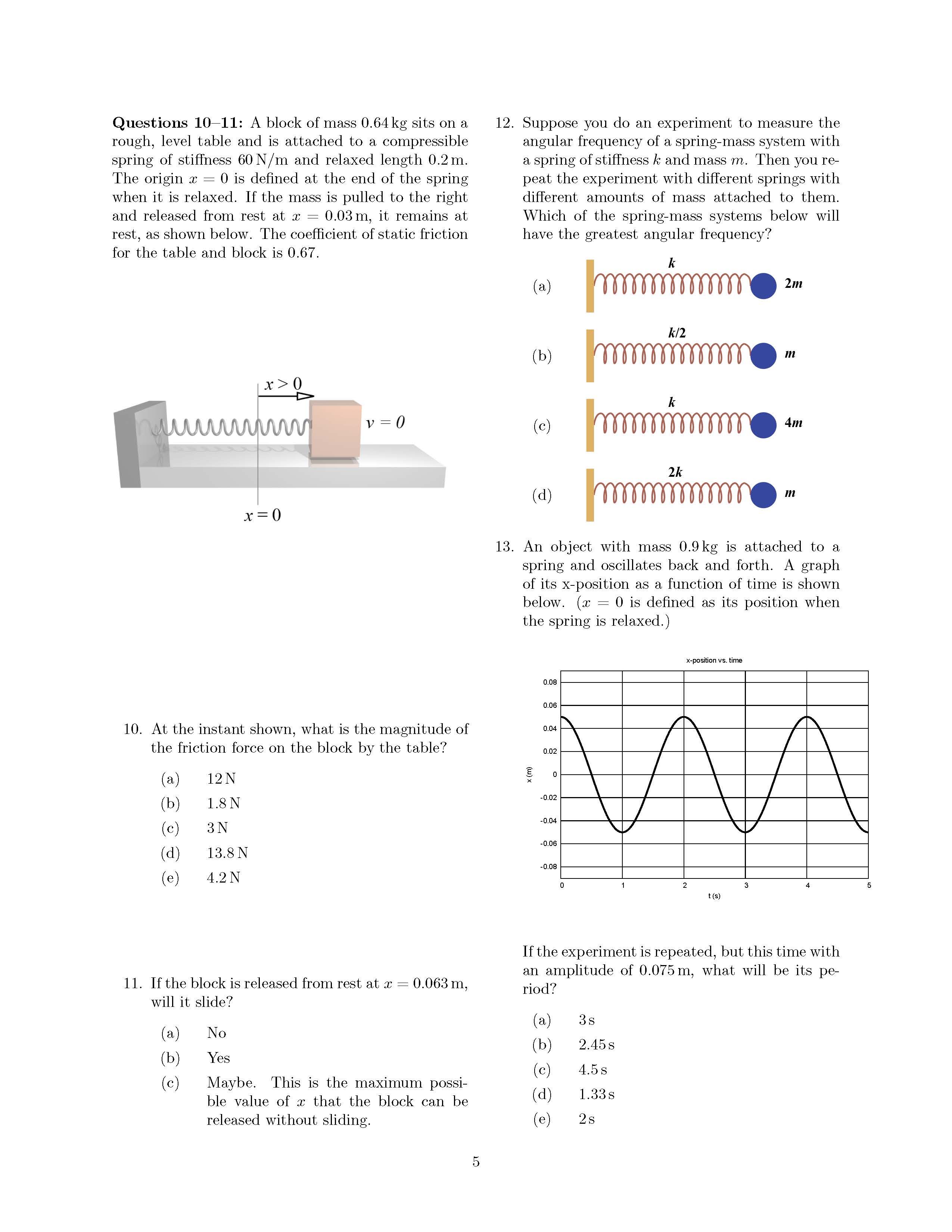 Solved Questions 10-11: A block of mass 0.64kg ﻿sits on | Chegg.com