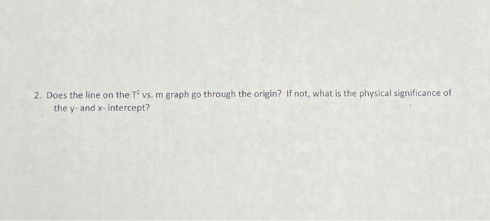 Solved 2. Does the line on the T2 vs. m graph go through the | Chegg.com