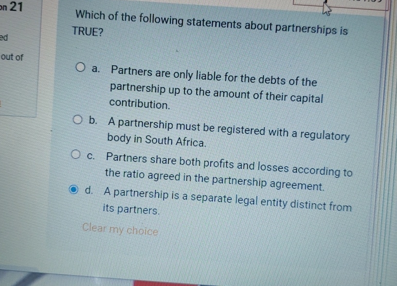 Solved Which of the following statements about partnerships | Chegg.com