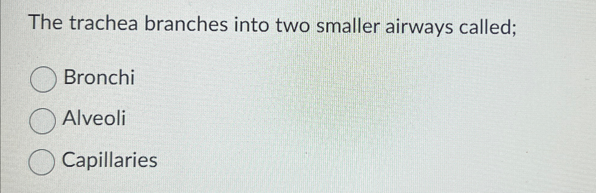 Solved The trachea branches into two smaller airways | Chegg.com