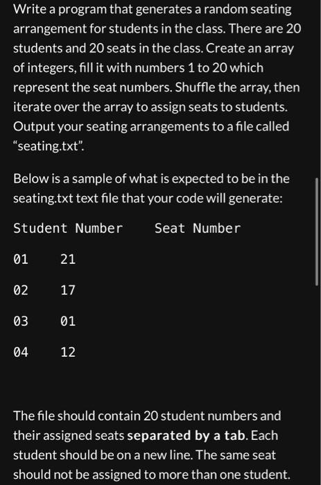 Solved arrangement for students in the class. There are 20 | Chegg.com