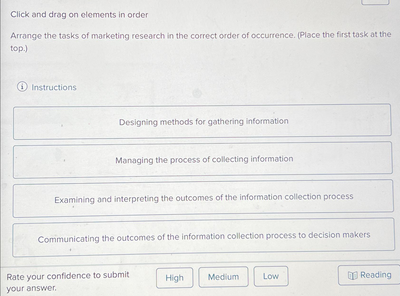 Solved Click and drag on elements in orderArrange the tasks | Chegg.com