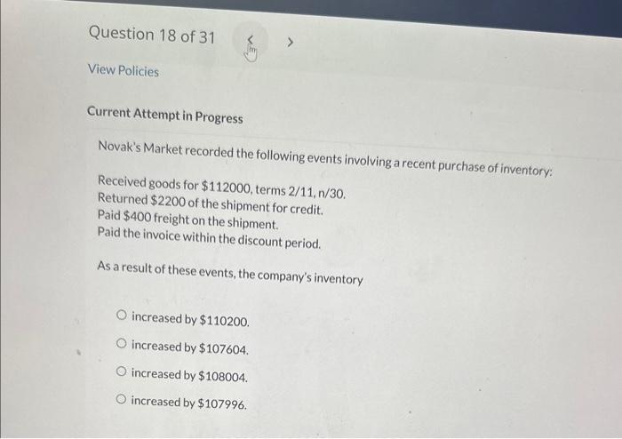 Solved Current Attempt in Progress Novak's Market recorded | Chegg.com