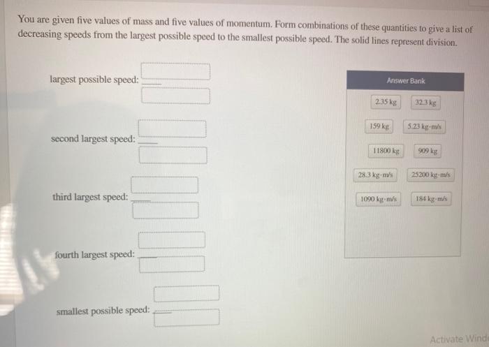 Solved You are given five values of mass and five values of | Chegg.com