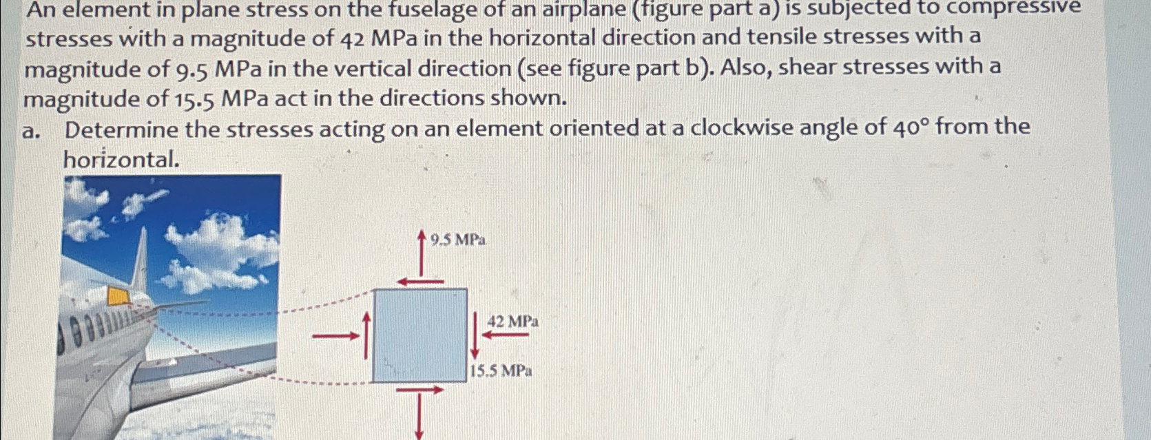 Solved An element in plane stress on the fuselage of an | Chegg.com