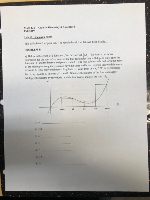 Solved Math 131 - Analytic Geometry & Calculus I Fall 2019 | Chegg.com