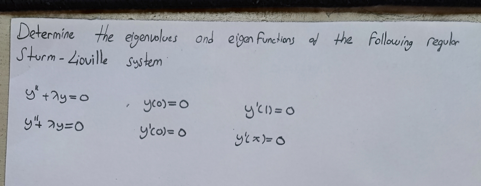 Determine the eigenvolues ond eigenfunctions of the | Chegg.com
