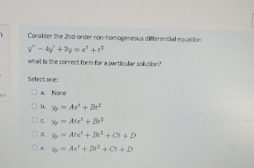 Solved Consider the 2nd-order non-homogeneous differential | Chegg.com