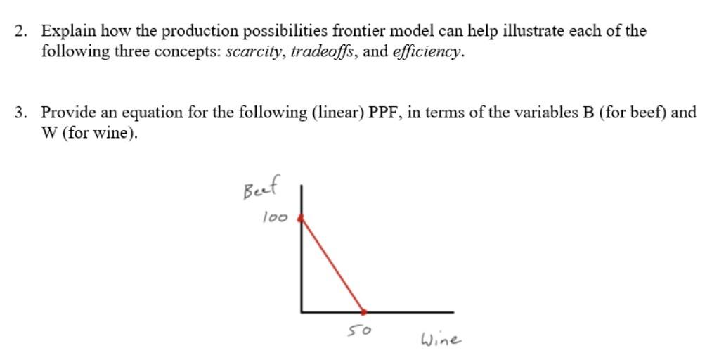 Solved 2. Explain how the production possibilities frontier | Chegg.com