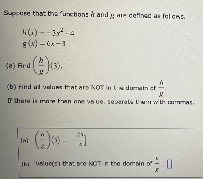 Solved Suppose that the functions h and g are defined as | Chegg.com