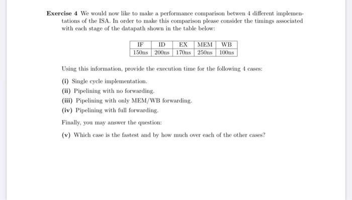 Solved Exercise 1 Consider the MIPS 5-stage pipeline | Chegg.com