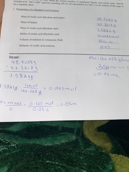 Solved RECORD ALL DATA IN INK using the correct number of | Chegg.com