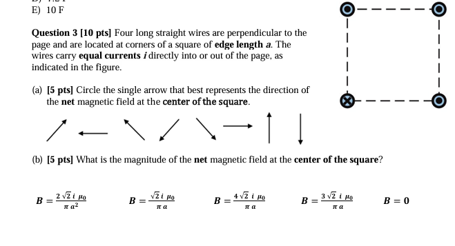 Solved Question 3 [10 pts] ﻿Four long straight wires are | Chegg.com