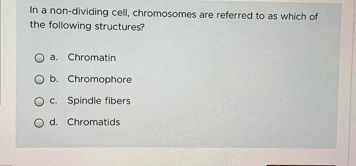 Solved In a non-dividing cell, chromosomes are referred to | Chegg.com