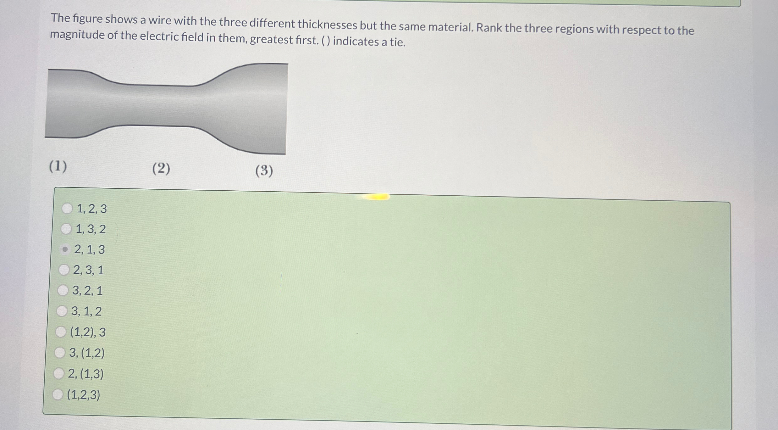 Solved The figure shows a wire with the three different | Chegg.com
