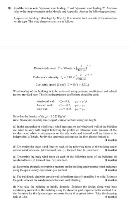 04. Read the lecture note "dynamic wind loading 1" | Chegg.com