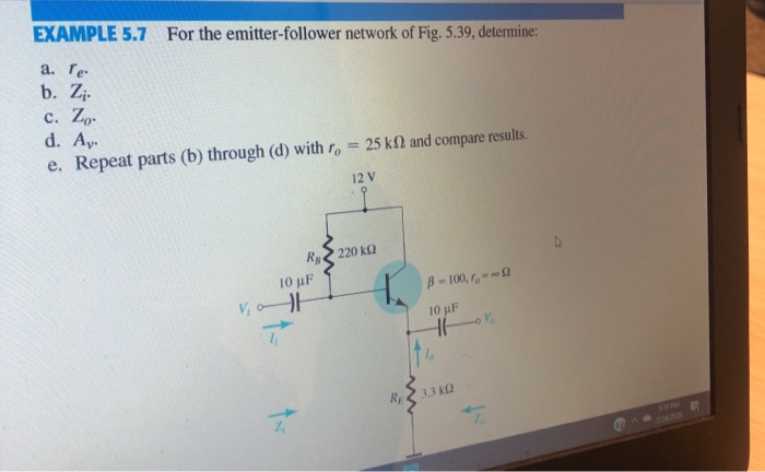 Solved EXAMPLE 5.7 For the emitter-follower network of Fig. | Chegg.com
