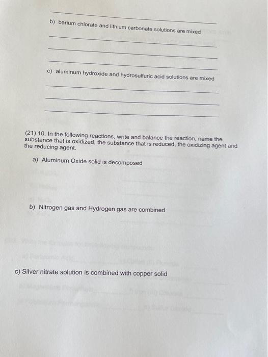 Solved 5 6 Classify The Following Reactions As