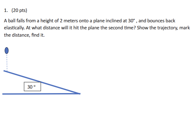 Solved 1. (20 ﻿pts) ﻿A ball falls from a height of 2 ﻿meters | Chegg.com