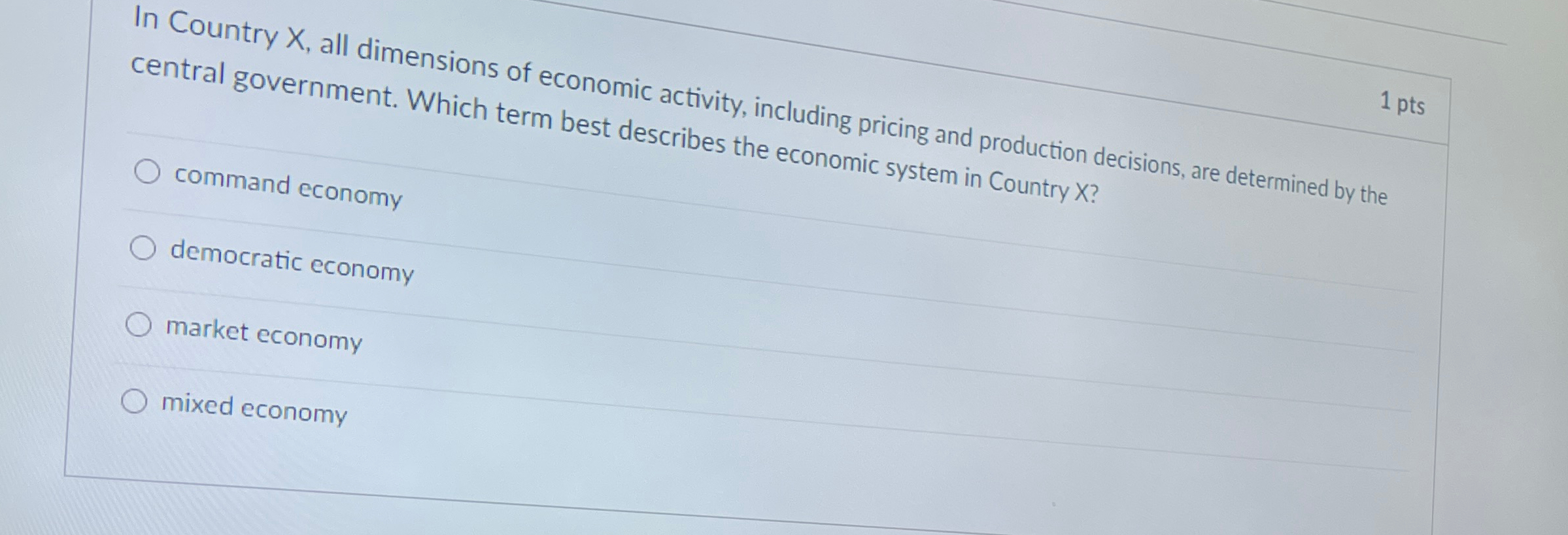 Solved 1 ﻿ptscentral government. Which of economic activity, | Chegg.com