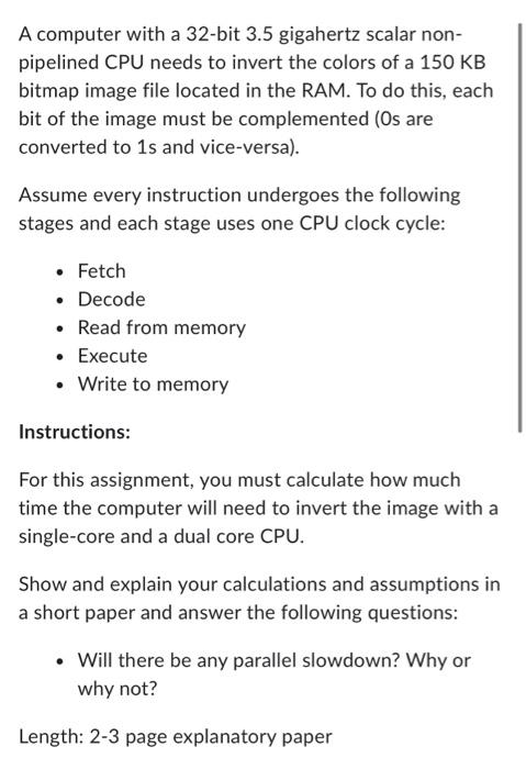 Solved A computer with a 32-bit 3.5 gigahertz scalar | Chegg.com