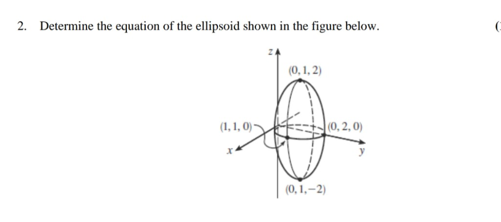 Solved 2. Determine the equation of the ellipsoid shown in | Chegg.com