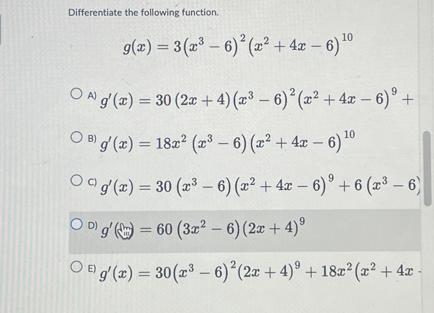 Solved Differentiate the following | Chegg.com