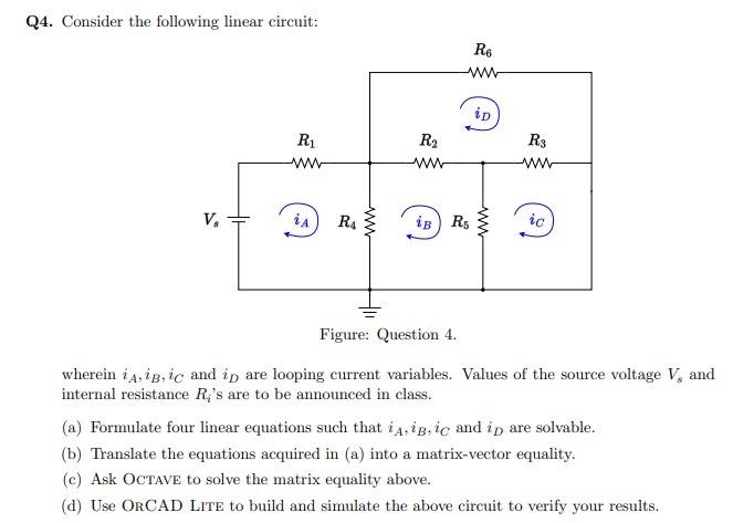 Solved Q4. Consider the following linear circuit: Figure: | Chegg.com