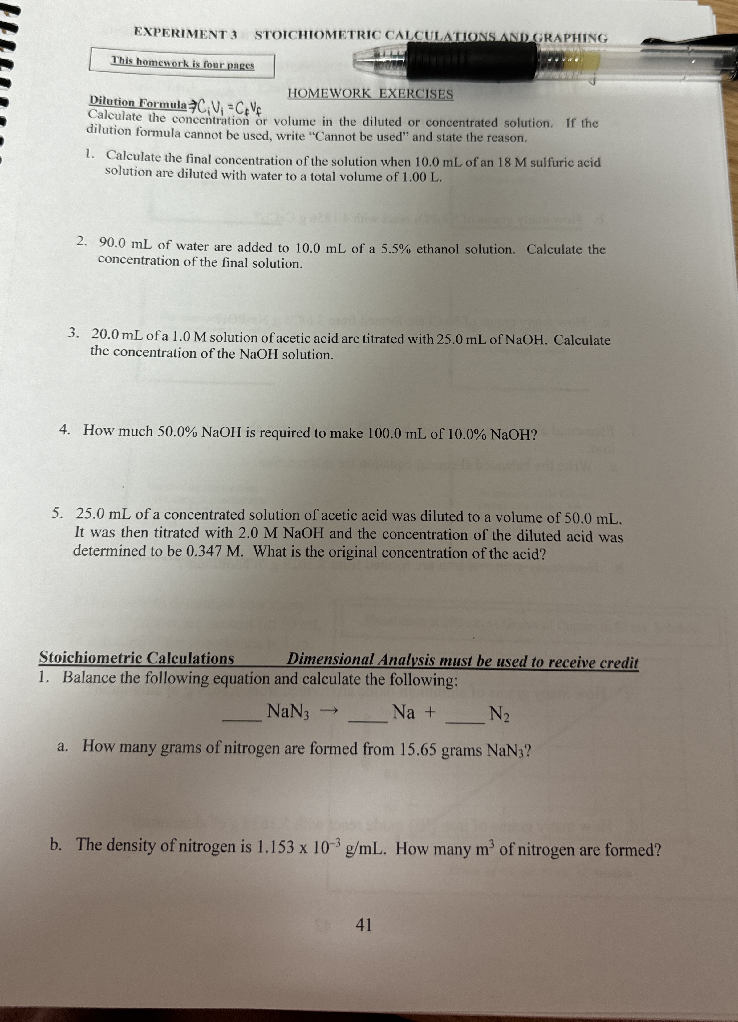 Solved EXPERIMENT 3 ﻿STOICHIOMETRIC CALCULATIONS AND | Chegg.com