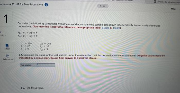 Solved Consider the following competing hypotheses and | Chegg.com