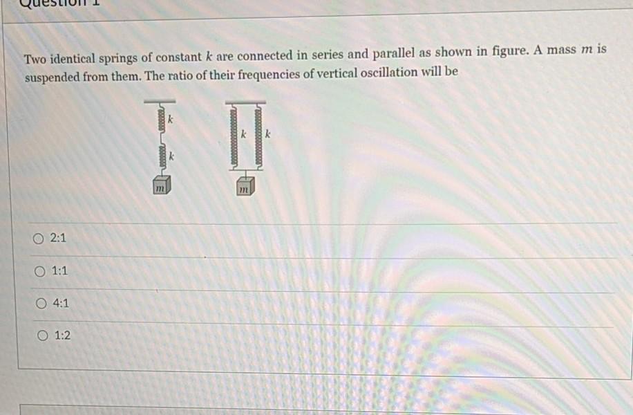 Solved Two identical springs of constant k are connected in | Chegg.com