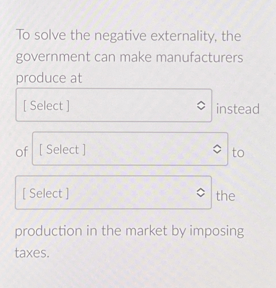 Solved To solve the negative externality, the government can | Chegg.com