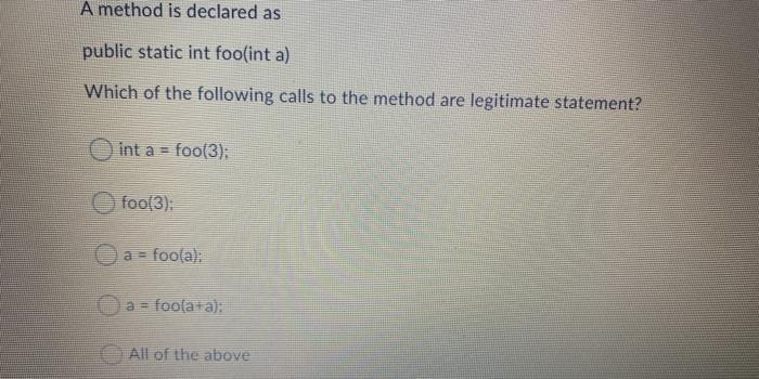 Solved A Method Is Defined As Public Static Int Swapint A 