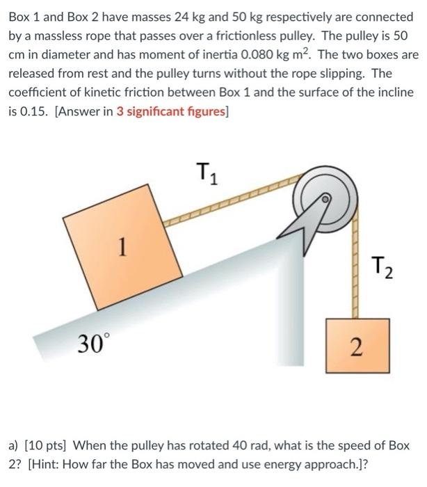 Solved Box 1 and Box 2 have masses 24 kg and 50 kg | Chegg.com