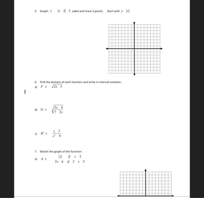 Solved 5. Graph: y∣x2∣3, Label and trace 3 points. Start | Chegg.com
