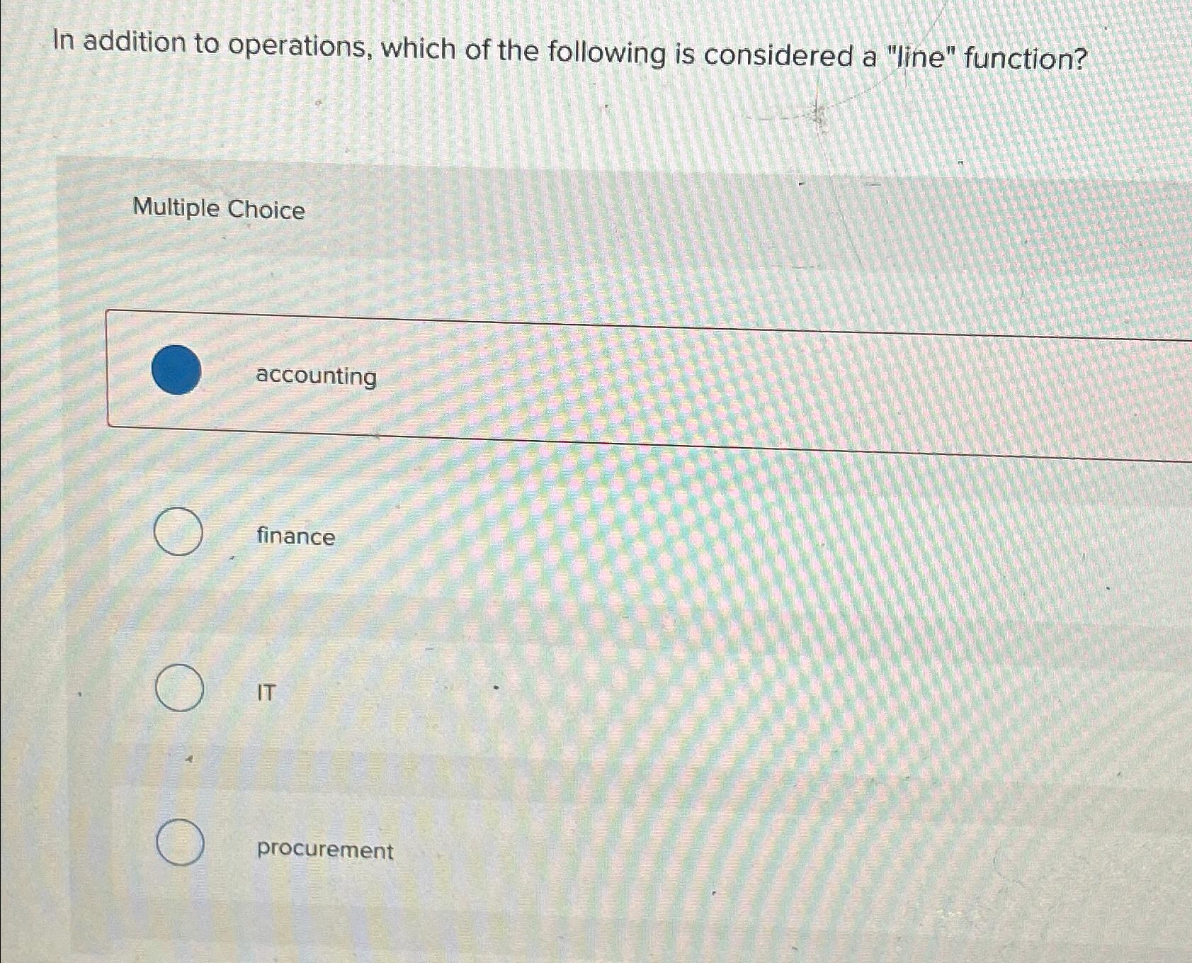 Solved In addition to operations, which of the following is | Chegg.com