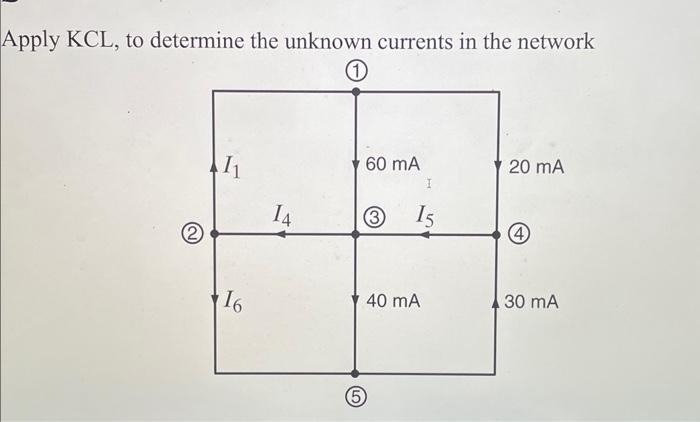 Solved Apply KCL, to determine the unknown currents in the | Chegg.com