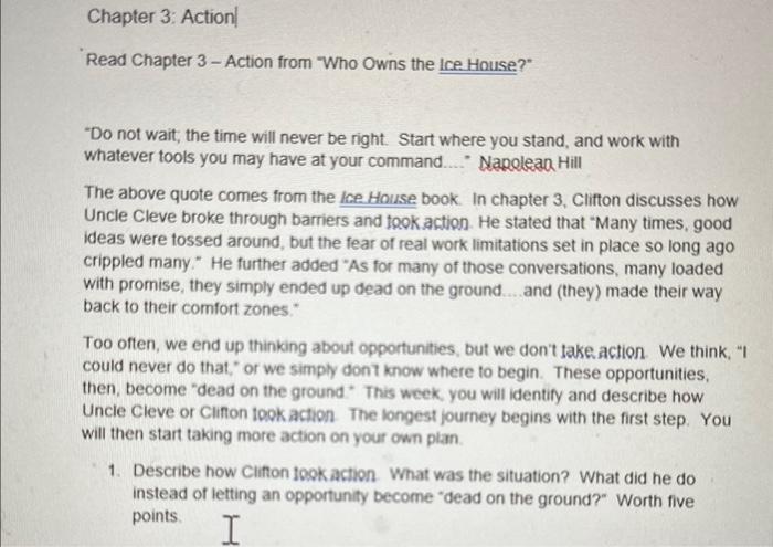 Solved "Read Chapter 3 - Action from "Who Owns the ice | Chegg.com