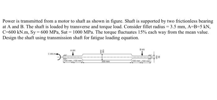 Solved Power is transmitted from a motor to shaft as shown | Chegg.com