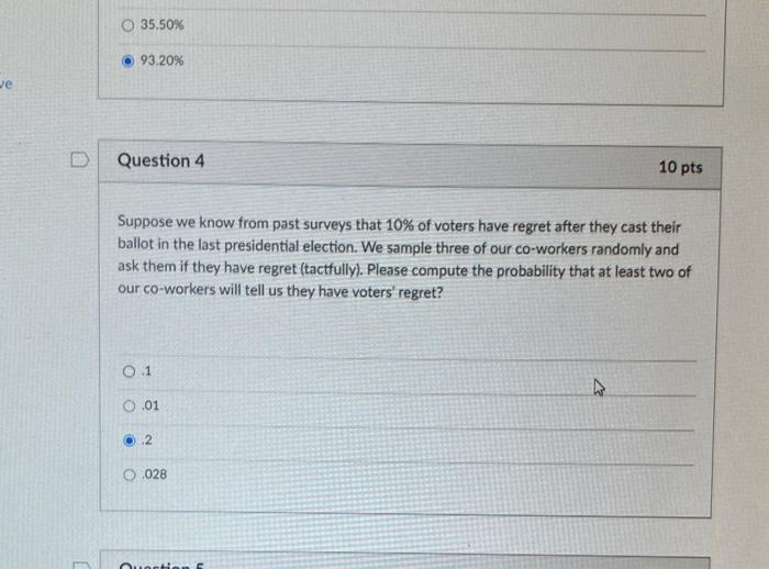 Solved 35.50% 93.20% Question 4 10 pts Suppose we know from | Chegg.com